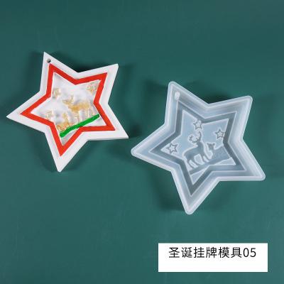 China DIY Crystal Dropping Gel Mold Star Deer Christmas Theme Hanging Decoration Pendant Silicone Mold for sale