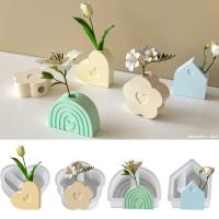 China Ins Wind Love Flower Rainbow Arch House Vase Flower Set Silicone Mold DIY Aromatherapy Gypsum Mold for sale