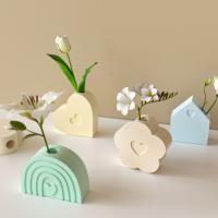 China Ins Wind Love Flower Rainbow Arch House Vase Flower Set Silicone Mold DIY Aromatherapy Gypsum Mold for sale