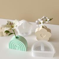 China Ins Wind Love Flower Rainbow Arch House Vase Flower Set Silicone Mold DIY Aromatherapy Gypsum Mold for sale