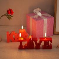 China DIY Crystal Dropping Gel Valentine's Day LOVE English Aromatherapy KISS Gypsum Candle Decoration Silicone Mold for sale