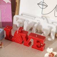 China DIY Crystal Dropping Gel Valentine's Day LOVE English Aromatherapy KISS Gypsum Candle Decoration Silicone Mold for sale