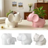 China 3D Cartoon Elephant Storage Jar Flowerpot Silicone Mold DIY Cement Gypsum Aromatherapy Ornament Mold for sale