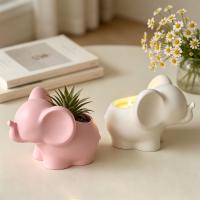 China 3D Cartoon Elephant Storage Jar Flowerpot Silicone Mold DIY Cement Gypsum Aromatherapy Ornament Mold for sale