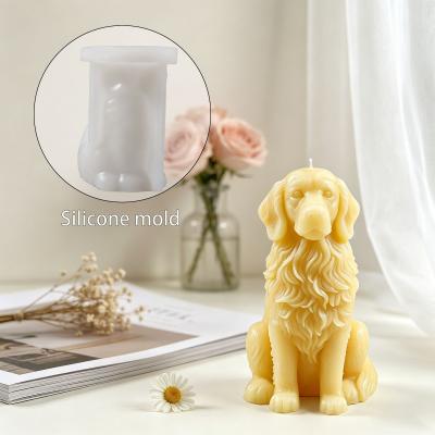 China New Golden Retriever Dog Silicone Mold DIY Animal Aromatherapy Candle Ornament Gypsum Mold Wholesale for sale