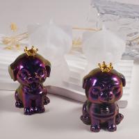 China Crystal Drip Glue 3D Dog Mold Cartoon Animal Mirror Laifu Golden Retriever Dog Gypsum Candle Silicone Mold for sale
