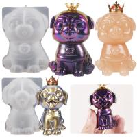 China Crystal Drip Glue 3D Dog Mold Cartoon Animal Mirror Laifu Golden Retriever Dog Gypsum Candle Silicone Mold for sale