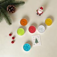 China Christmas-themed 4-piece Tea Wax Silicone Mold DIY Christmas Elements Round Scented Candle Plaster Mold for sale