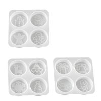 China Christmas-themed 4-piece Tea Wax Silicone Mold DIY Christmas Elements Round Scented Candle Plaster Mold for sale