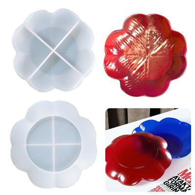 China DIY Crystal Dropper Plate Mold Petal Storage Plate Clover Fruit Plate Plate Silicone Mold for sale