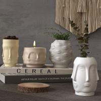 China European Style Multi-faceted Facial Lip Vase Silicone Mold DIY Aromatherapy Gypsum Flower Pot Floral Decoration Mold for sale