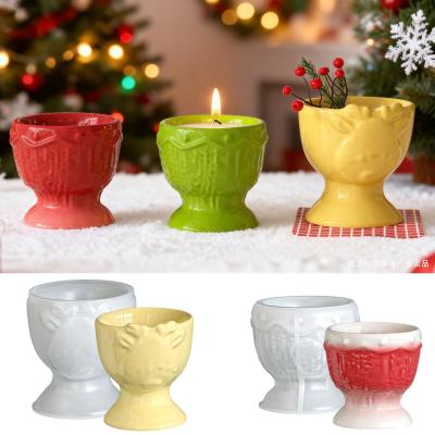 China DIY Aromatherapy Gypsum Deer Pattern Yarn Weaving Pattern Storage Jar Candle Cup Silicone Mold for sale
