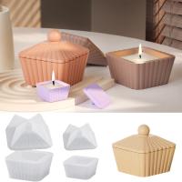 China Striped Trapezoidal Dropper Resin Flowerpot Storage Box DIY Gypsum Candle Cup Ornament Silicone Mold for sale