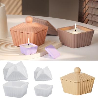 China Striped Trapezoidal Dropper Resin Flowerpot Storage Box DIY Gypsum Candle Cup Ornament Silicone Mold for sale