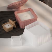 China Striped Trapezoidal Dropper Resin Flowerpot Storage Box DIY Gypsum Candle Cup Ornament Silicone Mold for sale