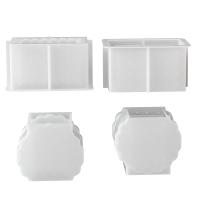 China Creative New Product Square Round Biscuit Storage Can Silicone Mold DIY Aromatherapy Candle Cup Pen Holder Gypsum Mold for sale