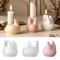 China Easter Rabbit Candlestick Decoration Silicone Mold DIY Aromatherapy Candle Base Rabbit Gypsum Mold for sale