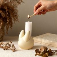 China Easter Rabbit Candlestick Decoration Silicone Mold DIY Aromatherapy Candle Base Rabbit Gypsum Mold for sale