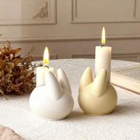China Easter Rabbit Candlestick Decoration Silicone Mold DIY Aromatherapy Candle Base Rabbit Gypsum Mold for sale