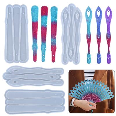 China Crystal Dropper Mold DIY Fan Mold Fan Bone Mold Jewelry Making Creative Feather Fan Mirror Silicone Mold for sale