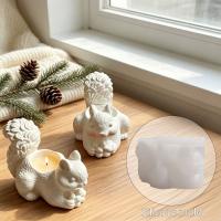 China Instagram-style 3D Squirrel Candle Stand Silicone Mold Aromatherapy Candle Storage Base Gypsum Mold for sale