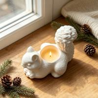 China Instagram-style 3D Squirrel Candle Stand Silicone Mold Aromatherapy Candle Storage Base Gypsum Mold for sale