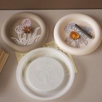 China DIY Glue Resin Gypsum Circular Arc Rose Tulip Relief Pattern Tray Plate Silicone Mold for sale