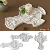 China Mike Angel Cross Tray Silicone Mold DIY Aromatherapy Gypsum Candle Storage Ornament Dish Dropping Mold for sale