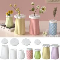 China Circular Flower Arrangement, Flower Cover, Vase, Flower Utensil, Silicone Mold, Striped Diamond Shaped Gypsum, Cement Flowerpot, Drip Glue Mold for sale