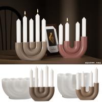 China Nordic Modern Ins Style Four Hole Five Hole U-shaped Candle Holder Silicone Mold DIY Aromatherapy Gypsum Ornament Candle Base for sale