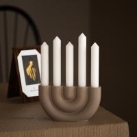 China Nordic Modern Ins Style Four Hole Five Hole U-shaped Candle Holder Silicone Mold DIY Aromatherapy Gypsum Ornament Candle Base for sale