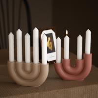 China Nordic Modern Ins Style Four Hole Five Hole U-shaped Candle Holder Silicone Mold DIY Aromatherapy Gypsum Ornament Candle Base for sale