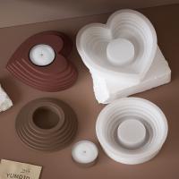 China DIY Resin Drip Resin Gypsum Round Heart Terraced Step Candle Stand Base Accessory Decorative Table Silicone Mold for sale