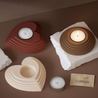 China DIY Resin Drip Resin Gypsum Round Heart Terraced Step Candle Stand Base Accessory Decorative Table Silicone Mold for sale