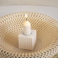 China DIY Crystal Resin Gypsum Square Striped Candlestick Decorative Silicone Mold Wholesale for sale