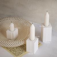 China DIY Crystal Resin Gypsum Square Striped Candlestick Decorative Silicone Mold Wholesale for sale