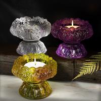 China DIY Crystal Drop Glue Lotus Lace Base Integrated Candle Ornament Candle Holder Silicone Mold for sale