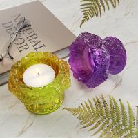 China DIY Crystal Drop Glue Lotus Lace Base Integrated Candle Ornament Candle Holder Silicone Mold for sale