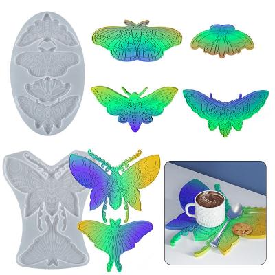 China DIY Crystal Dropper Mold Irregular Butterfly Shaped Coaster Placement Large Hanging Jewelry Silicone Mold for sale