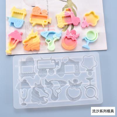 China DIY Crystal Drip Gel Flowing Sand Mold Unicorn Ice Cream Dessert Flow Sand Full Plate Silicone Mold for sale