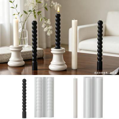 China Ins Wind String Round Bead Stripe Bar Candle Silicone Mold DIY Bar Candle Base Mold for sale