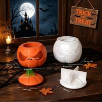 China Halloween Pumpkin Storage Can With Lid Silicone Mold Ghost Face Ghost Face Pumpkin Candle Cup Mold for sale