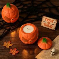 China Halloween Pumpkin Storage Can With Lid Silicone Mold Ghost Face Ghost Face Pumpkin Candle Cup Mold for sale