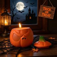 China Halloween Pumpkin Storage Can With Lid Silicone Mold Ghost Face Ghost Face Pumpkin Candle Cup Mold for sale