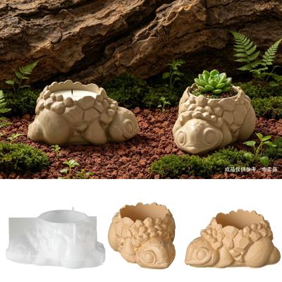 China Crystal Cluster Tortoise Shell Dragon Flower Pot Ornament Silicone Mold DIY Aromatherapy Gypsum Candle Cup Succulent Planter Mold for sale
