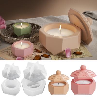 China DIY Crystal Drip Glue Square Mouth Octagonal Circular Storage Box Jar Gypsum Candle Cup Flowerpot Ornament Silicone Mold for sale