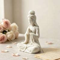 China New 3D Sitting Meditation Guanyin Silicone Mold Cross-border DIY Aromatherapy Candle Gypsum Buddha Statue Decoration Mold for sale