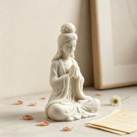 China New 3D Sitting Meditation Guanyin Silicone Mold Cross-border DIY Aromatherapy Candle Gypsum Buddha Statue Decoration Mold for sale