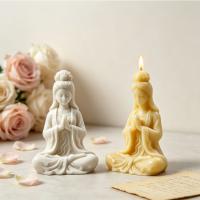 China New 3D Sitting Meditation Guanyin Silicone Mold Cross-border DIY Aromatherapy Candle Gypsum Buddha Statue Decoration Mold for sale