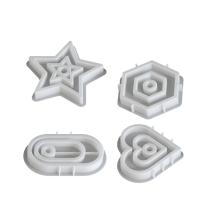 China DIY Aromatherapy Gypsum Double Heart Pentagram Oval Hexagonal Candle Holder Tray Silicone Mold for sale